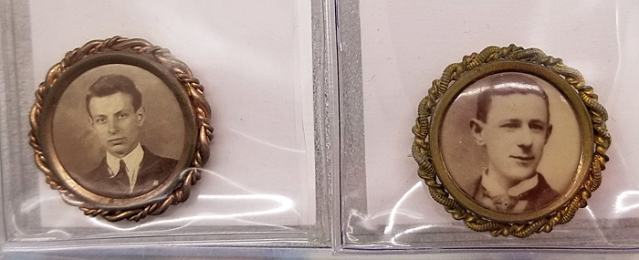 Early pinback buttons with faces of common people - Auction Finds