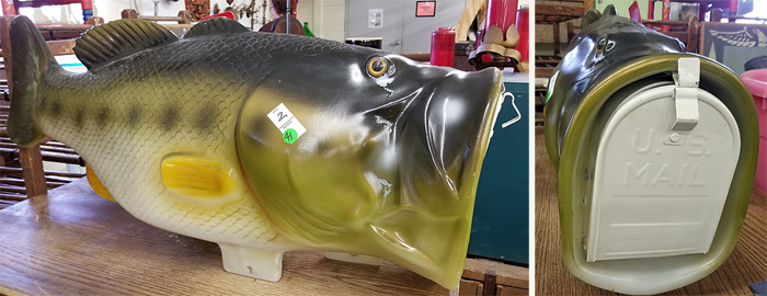 Rattlesnake keychain, widemouth bass mailbox & more - Auction Finds